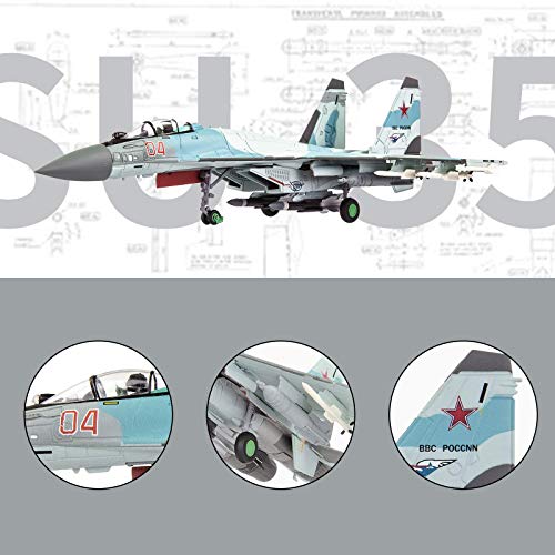 Lose Fun Park 1:100 SU-35 Fairchild Republic Metal Model Airplanes Diecast Military Plane Model Fighter Model Airplane with Stand