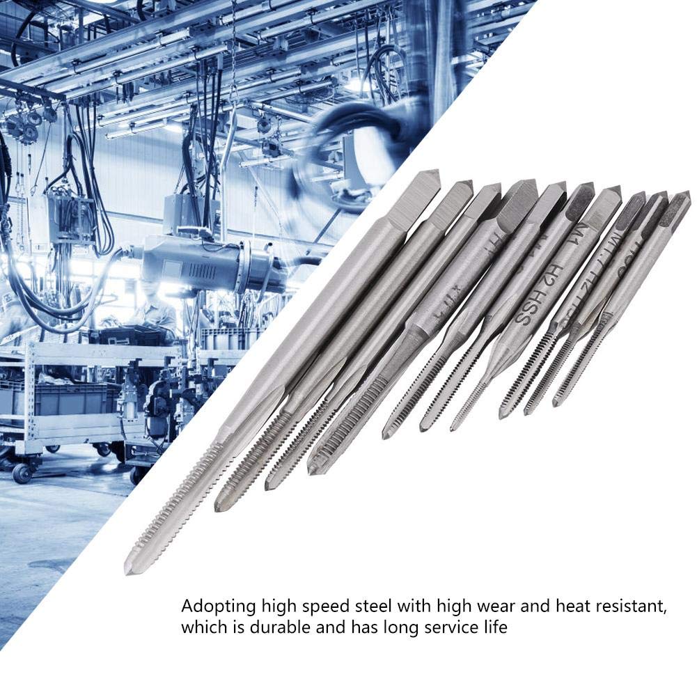 Mini Metric HSS Thread Tap Set, M1 M1.2 M1.4 M1.6 M1.7 M1.8 M2 M2.5 M3 M3.5 Drill Tap Bit, 10pcs Machine Hand Threading Tool for Wood, Plastic, Metal
