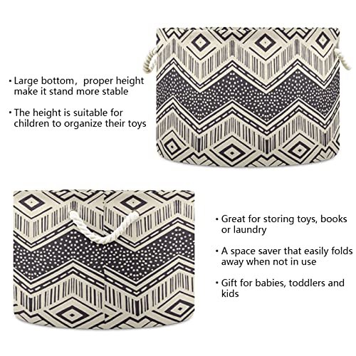 ALAZA Geometric Ethnic Striped Pattern Gypsy Mexican Folk Storage Basket Gift Baskets Large Collapsible Laundry Hamper with Handle, 20x20x14 in