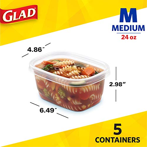 Glad Soup & Salad Food Storage Containers, Medium Rectangle (24 Oz) - (Pack of 6, 30 Count) | Strong and Durable Food Containers from Glad for Everyday Use | 24 Oz Food Storage Containers