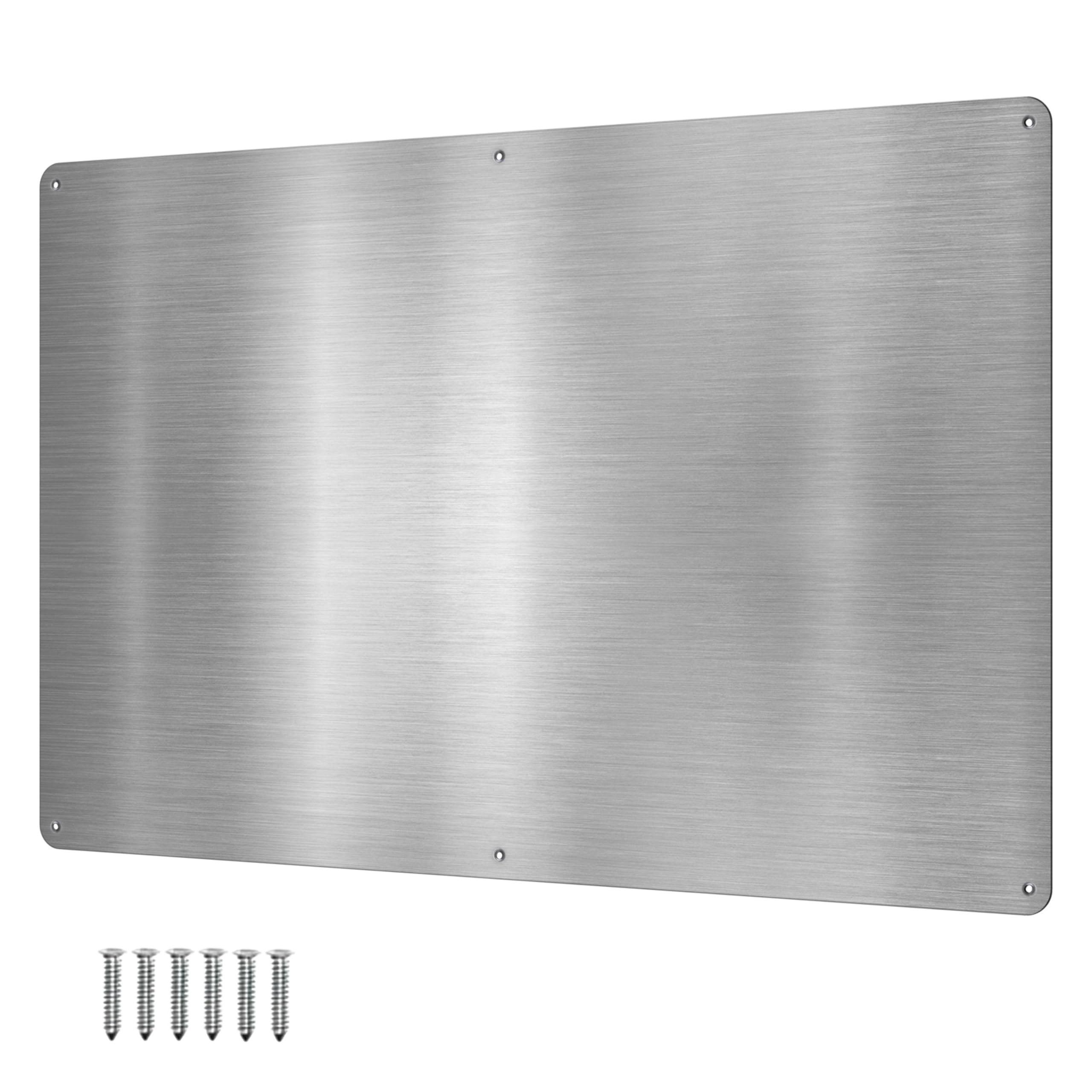 17.5inchX11.5inch Large Stainless Steel Plate for Magnets, 3M Adhesive Back, Mounting Screws, Ideal for Magnetic Shelf, Spice Holders, Fridge Magnets. Mount Anywhere! (Silver, 1 PACK)