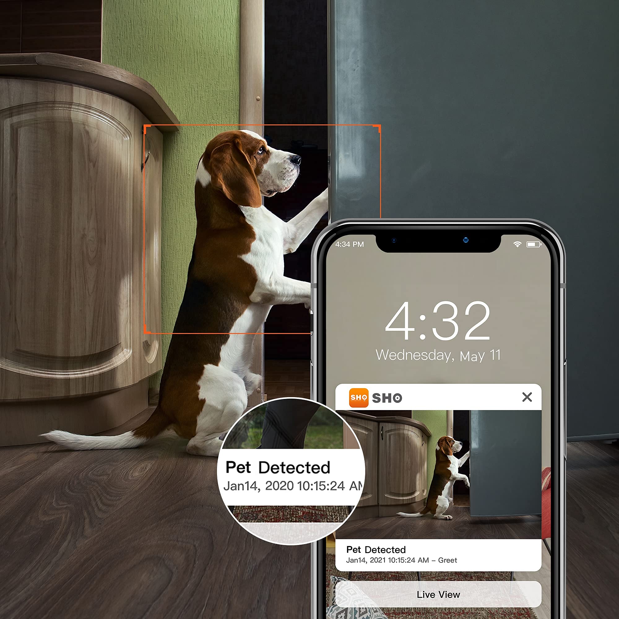 SHO Outdoor Plug-in Smart Security WiFi Camera, 1080P HD Video, IP66 Weatherproof, Motion Detection, Night Vision, Cloud Service, Compatible with Alexa and Google Home, 2 Pack