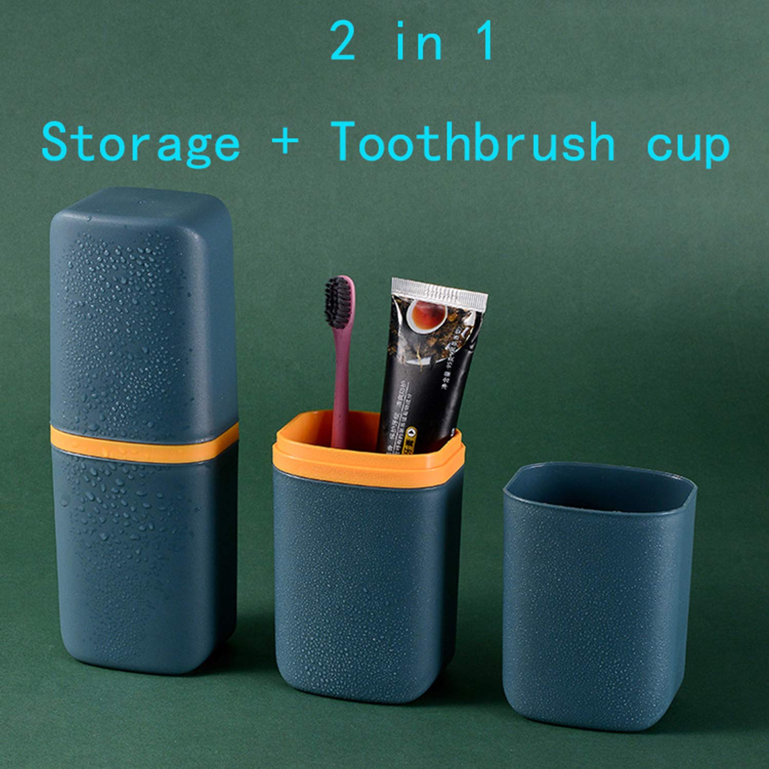 Vsmano 2 Pcs Travel Toothbrush Case, 2 in 1 Plastic Portable Toothbrush Holder Toothpaste Travel Case for Travel, Business, Hom, Camping, School (Pink+Ivory White)