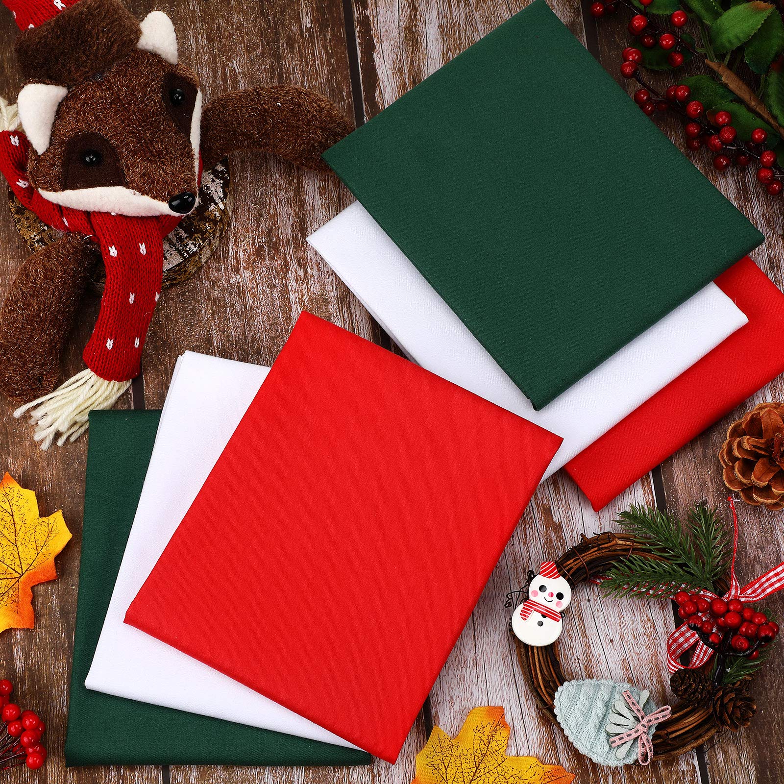 12 Pieces Solid Fat Quarters Quilting Fabric Bundles 20 x 16 Inch/ 50 x 40 cm Fabric Craft Quilting Patchwork for DIY Scrapbooking Art Craft Supplies (Christmas Red, Green, White)