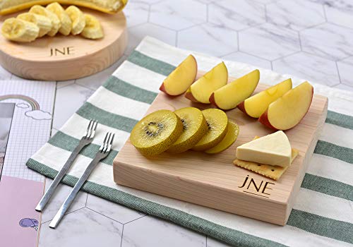 JNE Natural Hinoki Cypress Wood Cutting Board, Cheese Board, Chopping Board, Serving Board for Wine, Crackers, Fruit. Housewarming, Wedding, Birthday gift. Trivet (Square-7x1.2)