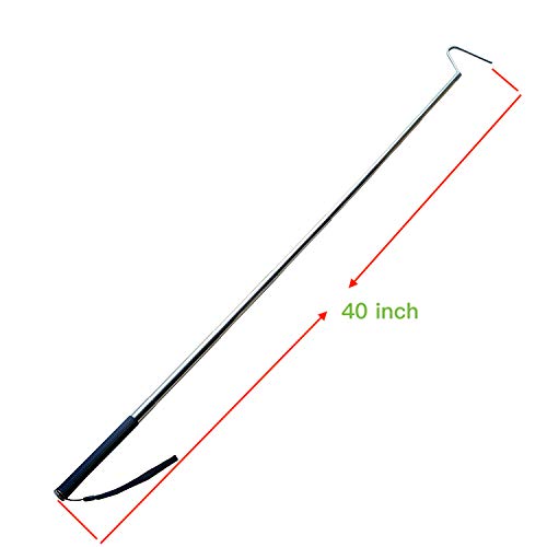 JOCYI 40inch Collapsible Snake Hook Sturdy Non-rotatable Stainless Steel Hook, Tool Hook,Designed with Groove, Can't Rotate, is Easier tooperate and Safer