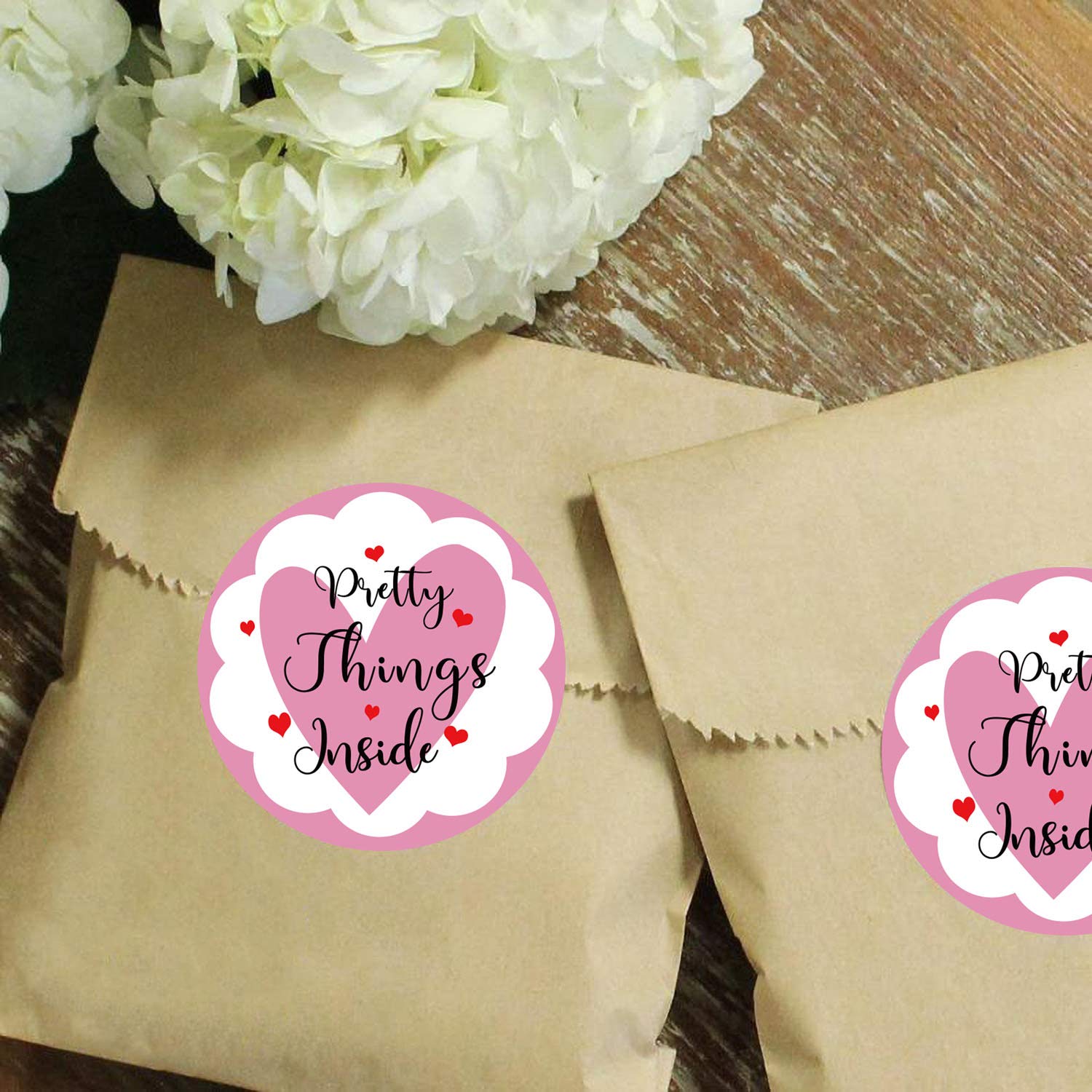 Pretty Things Inside Stickers - Round Heart Thank You Stickers - Thanks for Shopping Small Shop Local Handmade Waterproof Blue Love Labels- 2 Inch (504 pcs) (Pink)