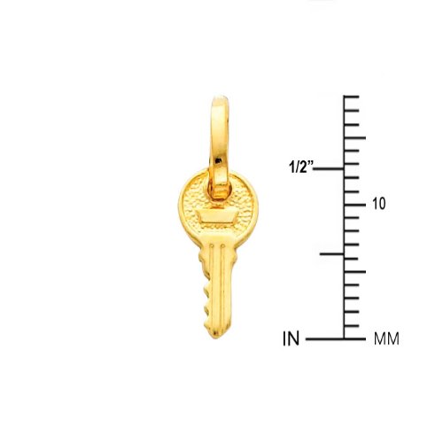 14k Yellow Gold Tiny Key Charm Pendant