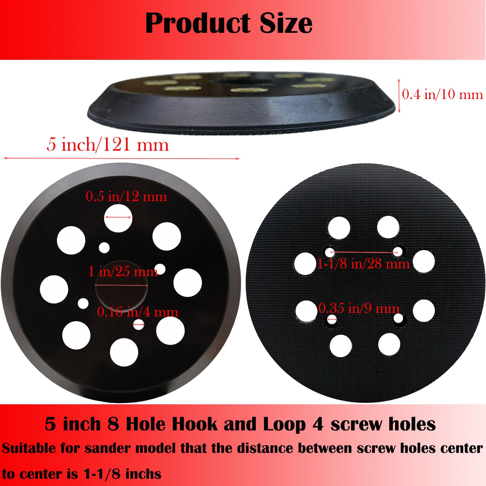 2 Pack 5 Inch 8 Hole Hook and Loop Replacement Sander Pad for Milwaukee 6021-21, 6034-21, 2648-20, 2648-21 Random Orbit Sanders -5" Sanding Pad for Part Number 51-36-7100