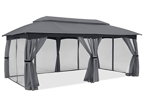 ABCCANOPY 10x20 Outdoor Gazebo - Patio Gazebo with Mosquito Netting, Outdoor Canopies for Shade and Rain for Lawn, Garden, Backyard & Deck (Dark Gray)
