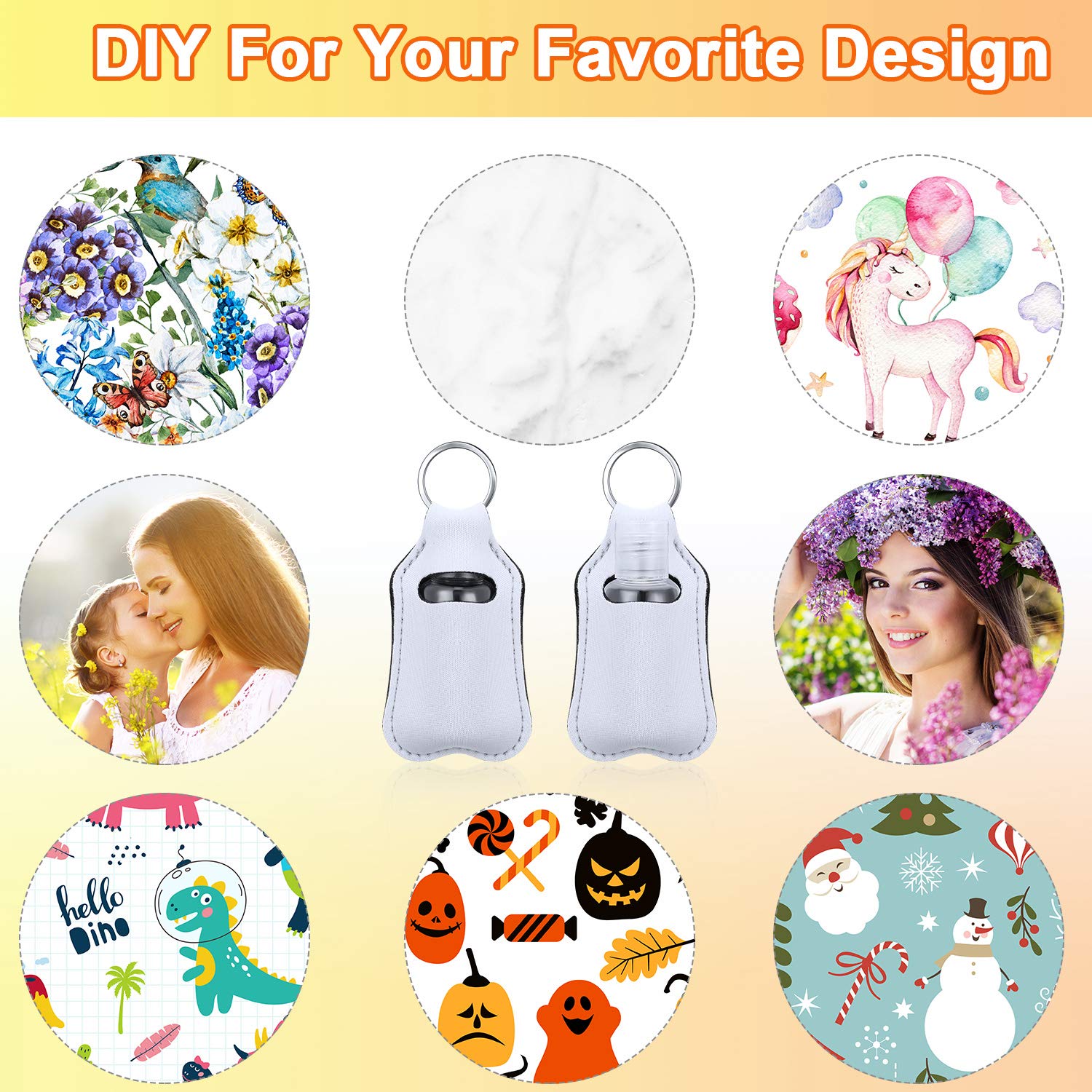12 Sets Travel Bottle Keychain Holder 30 ml/ 1 oz Flip Cap Plastic Bottle Empty Clear Keychain Reusable Container for Soap Liquid Shower Gel Body Lotion (White)