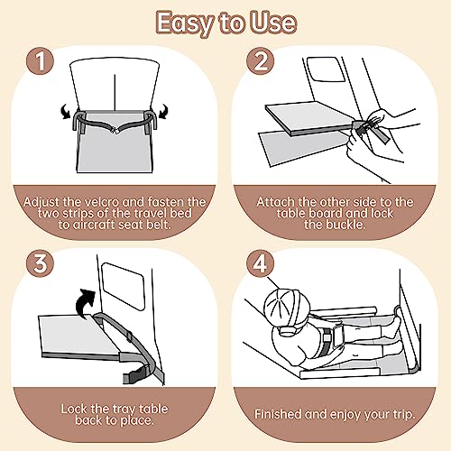 Airplane Seat Extender for Kids, Portable Toddler Airplane Bed, Baby Airplane Hammock Travel Essentials for Kids, 31.1x17.3in Foldable, Comfortable, Waterproof, Durable and Safe