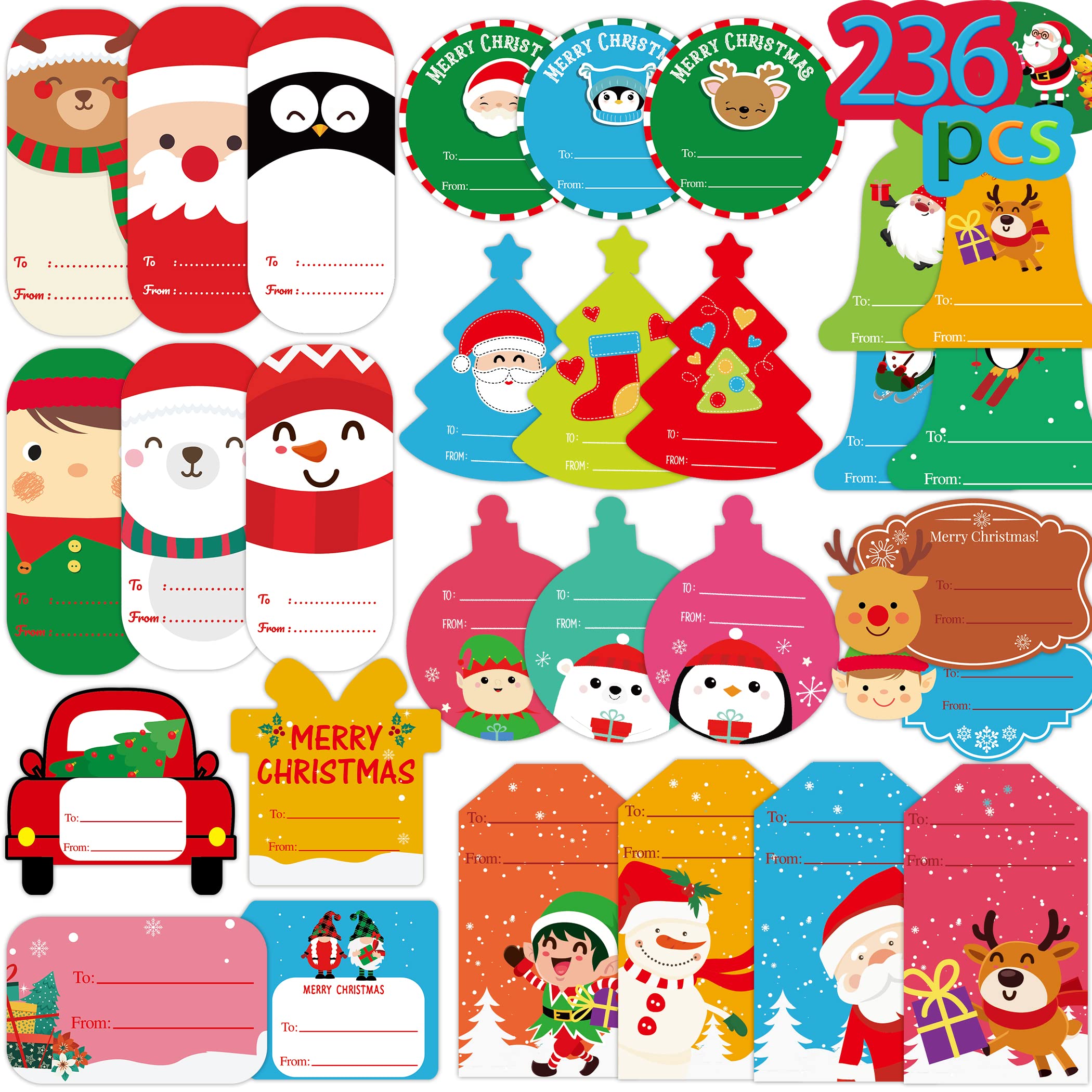 MISS FANTASY Christmas Gift Tags Stickers Christmas Name Tags Stickers Christmas Label Self Adhesive Gift Stickers to and from Label Stickers for Christmas Gifts Holiday Present Greeting Tags Stickers