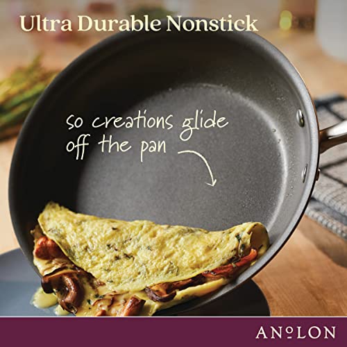 Anolon 83868 Advanced Hard Anodized Nonstick Stockpot / Dutch Oven with Frying / Skillet Pan - 5 Quart and 11 Inch, Bronze Brown