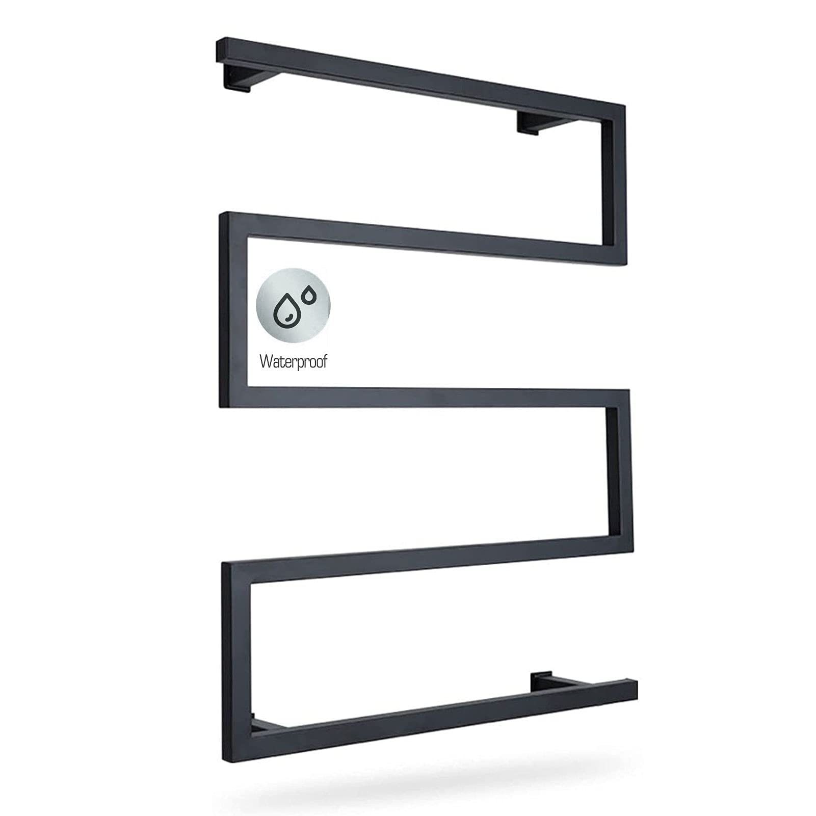 KLZUOPT Exquisite Bathroom Shelves Towel Warmer Black, 5 Bar Electric Heated Towel Dryer Rack Wall Mounted Hardwired Hot Towel Rail for Bathroom, 304 Stainless Steel(Size:US Voltage)