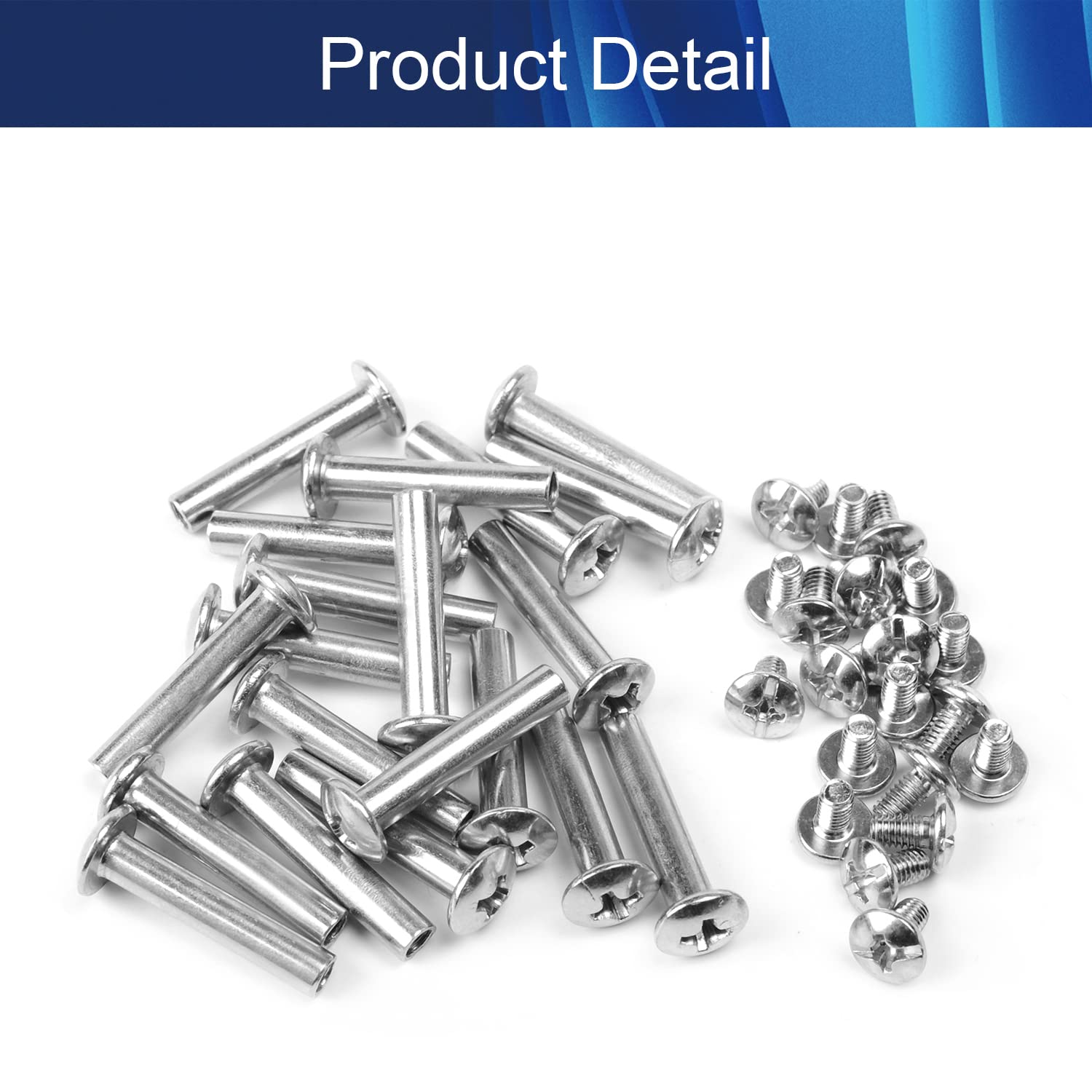 Juvielich Screw Post Fit for 1/8"(4mm) Hole Dia,20 Sets Female M4x20mm Chicago Screw Binding Screw Post Belt Buckle Binding Bolts Leather Fastener for Scrapbook Photo Albums Binding,DIY Enthusiasts