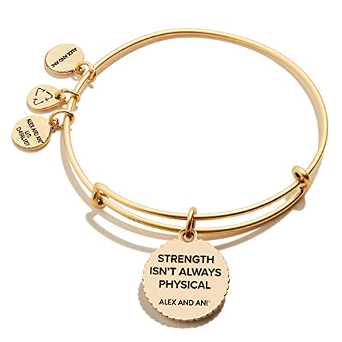 Alex and Ani Path of Symbols Expandable Bangle for Women, Elephant Embossed Charm, Rafaelian Gold Finish, 2 to 3.5 in