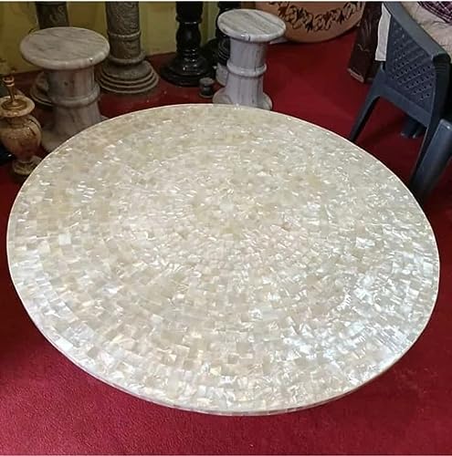36 x 36 Inches Round Shape Marble Dining Table Top Overlay Work Inside Table for Home and Office Decor