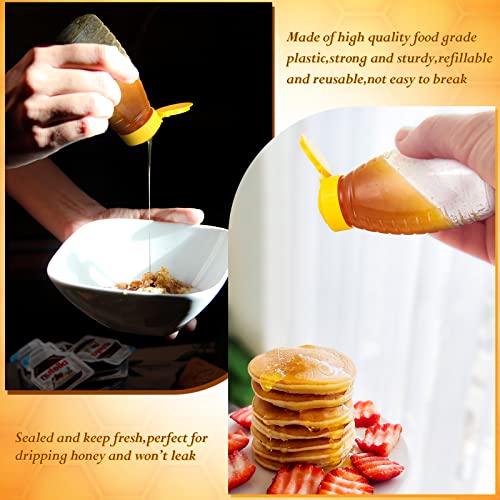 32 Pcs 8.8 oz Clear Plastic Honey Jar Empty Honey Bottles with Caps Refillable Honey Containers Leakproof Honey Squeeze Bottle Honey Bottle Container Holder with Flip Lid for Storing Dispensing Yellow