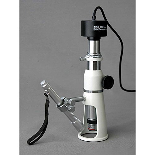 AmScope H20 Handheld Stand Measuring Microscope, 20x Magnification, 17mm Field of View, Includes Pen Light