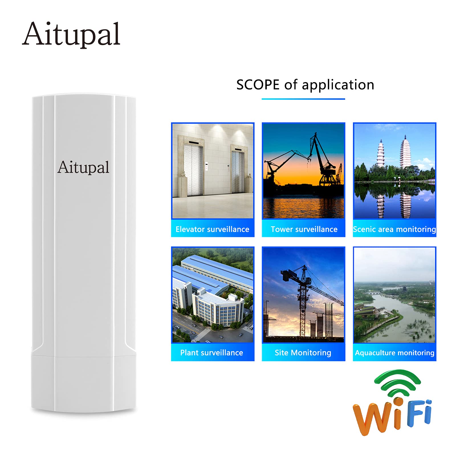 Aitupal 5.8G Gigabit 1Gbps High Speed Wireless Bridge, Point to Point WiFi Outdoor CPE with 14dBi High-Gain Antenna, 5KM Long Range Working Distance Support starlink Router,48V PoE