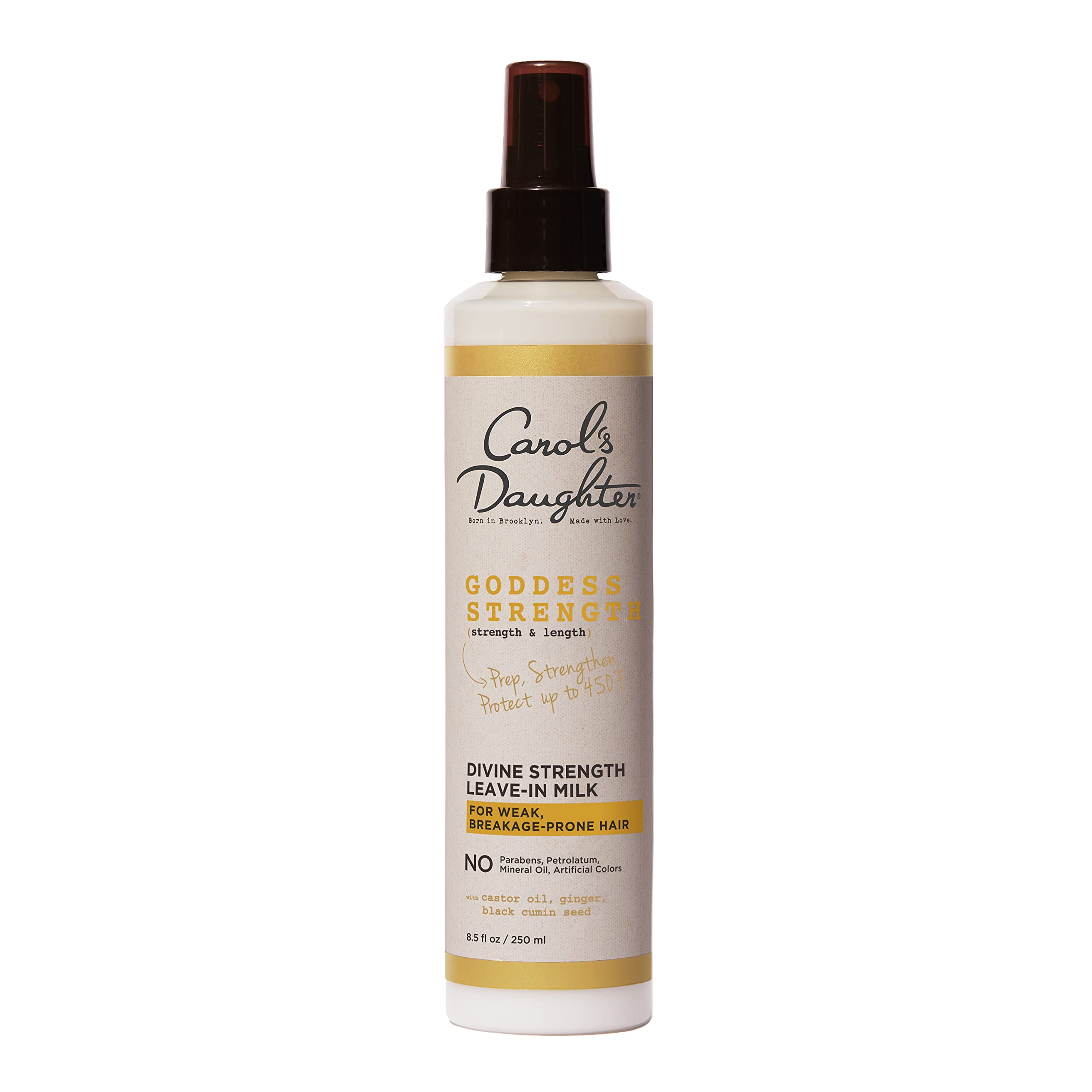 Carol's Daughter Leave In Conditioner, 8.5 Fluid Ounces, Goddess Strength Divine Strength Hair Milk with Castor Oil for Weak, Wavy, Coily and Curly Hair