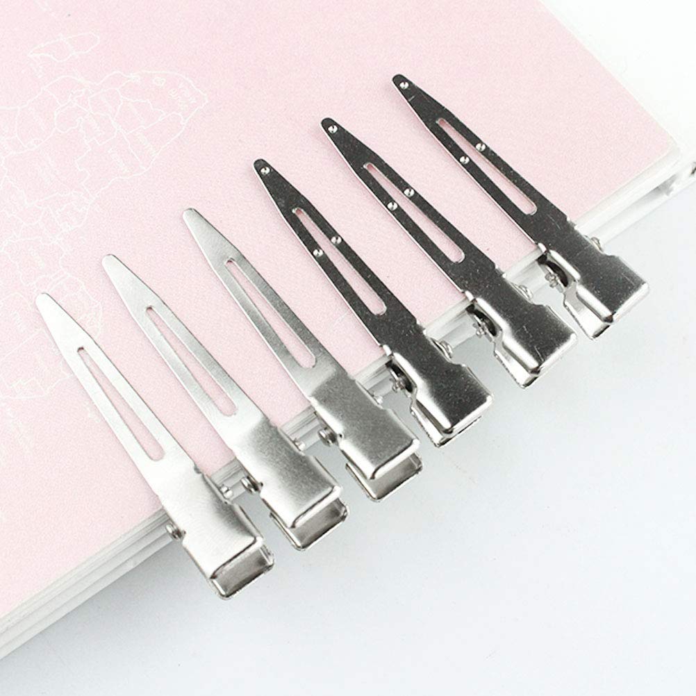 50 Pcs Alligator Curl Clips, Bantoye 1.8 Inch Single Prong Clips Hair Accessories for Hair Styling, Hair Coloring, Silver