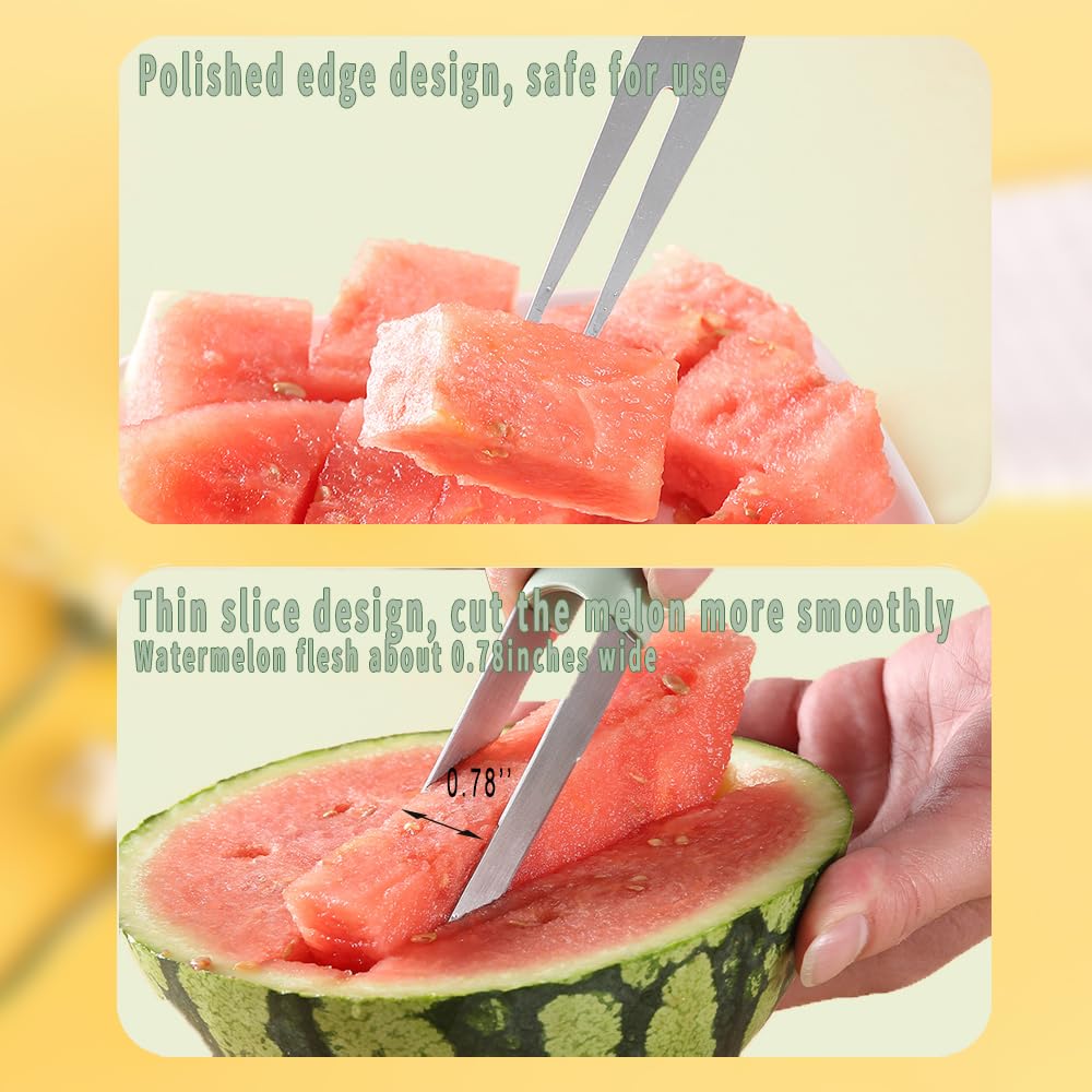 3-in-1Watermelon Cutter Slicer,Watermelon Cutter Slicer Tool,Stainless Steel Watermelon Slicer Cutter,Portable Fruit Cutter Set for Home,for Camping, Encourages Kids' Hands-On Skills,1pcs.