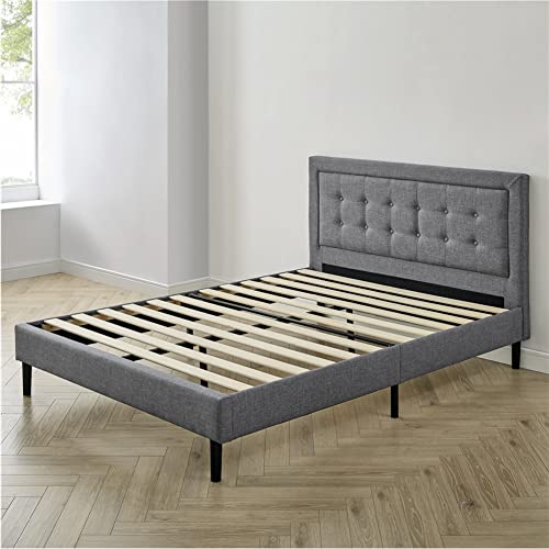 Classic Brands Mornington 2.0 Upholstered Platform Bed | Headboard and Metal Frame with Wood Slat Support, Grey, King