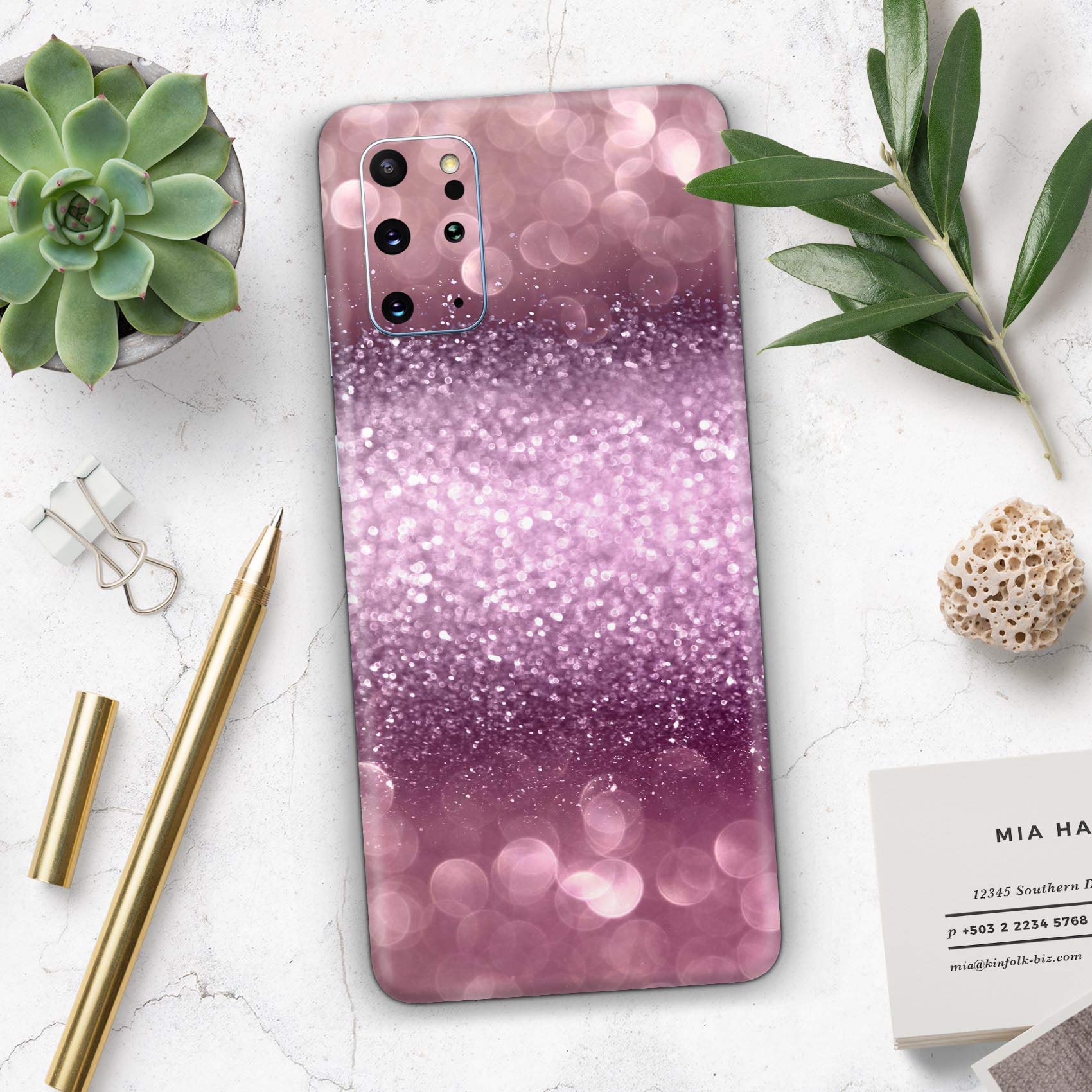 DesignSkinz Unfocused Pink Sparkling Orbs Protective Vinyl Decal Wrap Skin Cover Compatible with The Samsung Galaxy S20 (Screen Trim & Back Glass Skin)