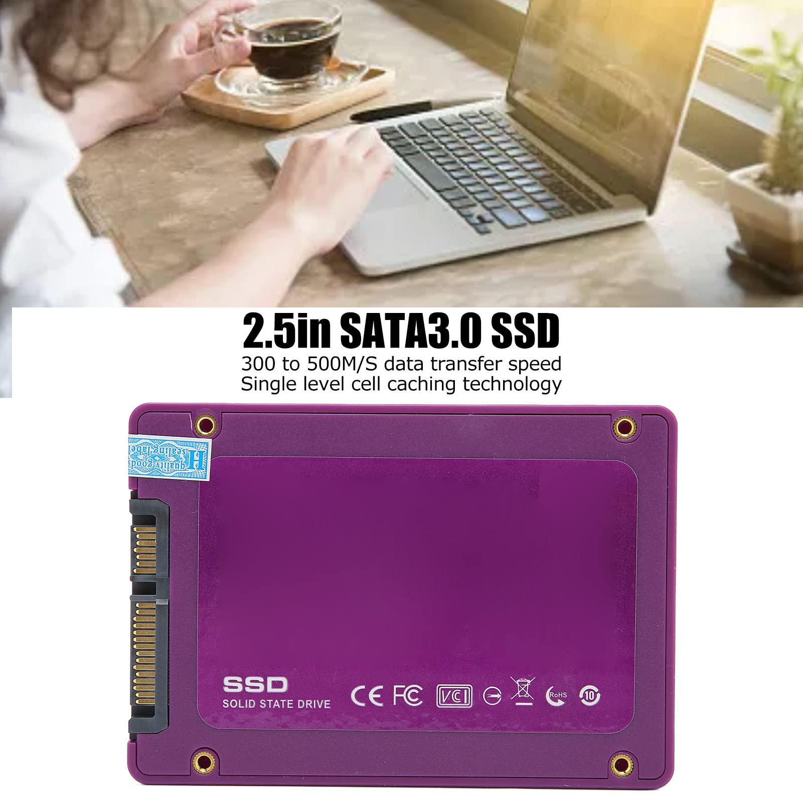 2.5 inch SSD, Single Level Cell Caching Technology Light Weight 300500Ms Ultra Low Power Consumption SSD for PC for Desktop for Computer