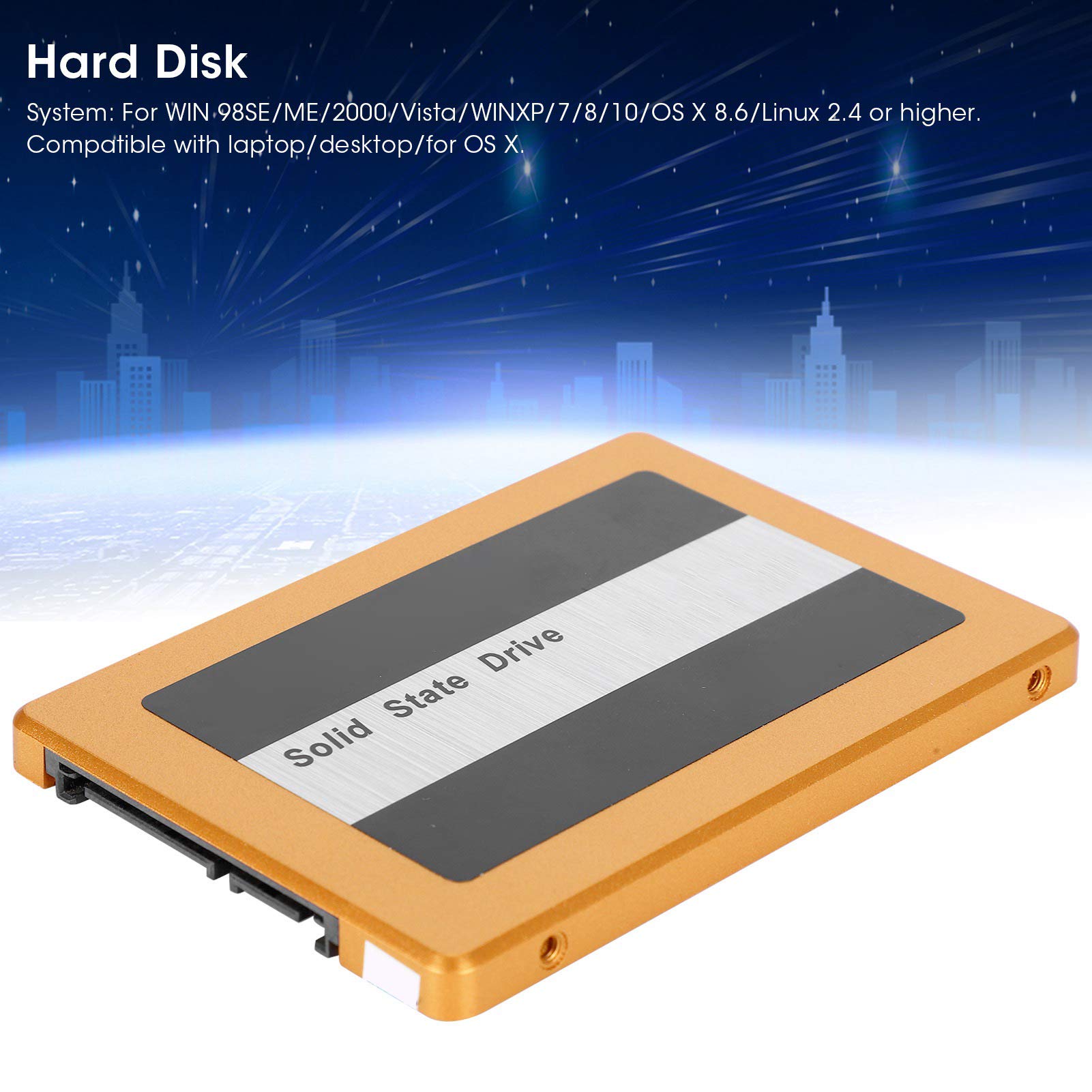 Garsentx External Hard Drives, SATA3.0 2.5 inch SSD 80G/120G/250G/320G/500G/1T/2T Portable PC Solid State Hard Disk Drive for Laptop,PC,Mac 10,OS,Windows 10/8/7/XP, Yellow(120G)