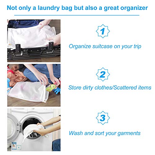 GOGOODA Delicates Laundry Bags, Fine Mesh Wash Bag for Lingerie, Underwear, Bra, Silk, Socks with Hanging Loop