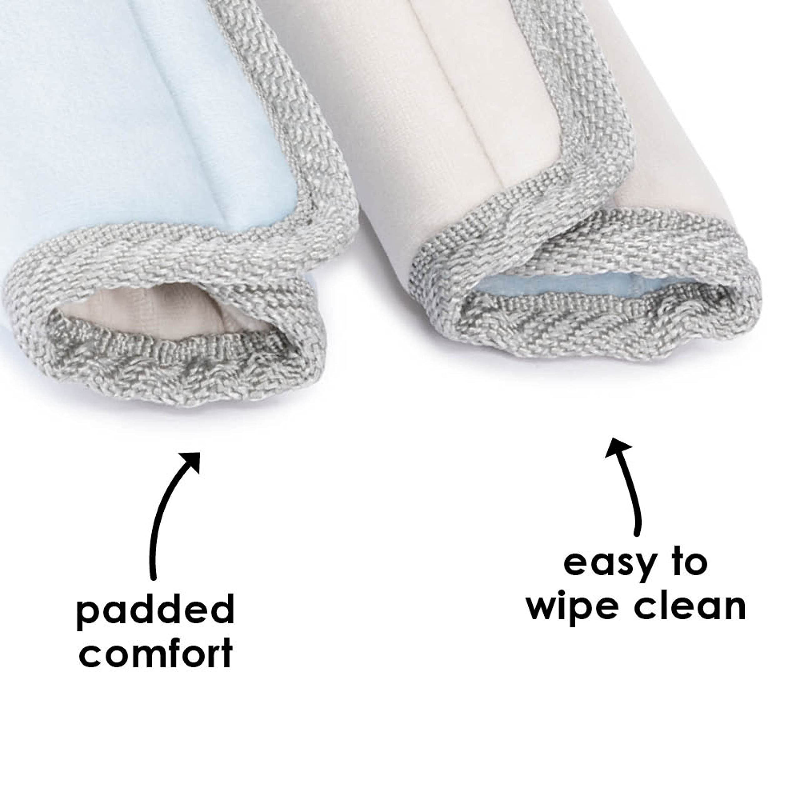 Diono Soft Wraps Car Seat Straps, Shoulder Pads for Baby, Infant, Toddler, 2 Pack Reversible Soft Seat Belt Cushion and Stroller Harness Covers Helps Prevent Strap Irritation, Blue