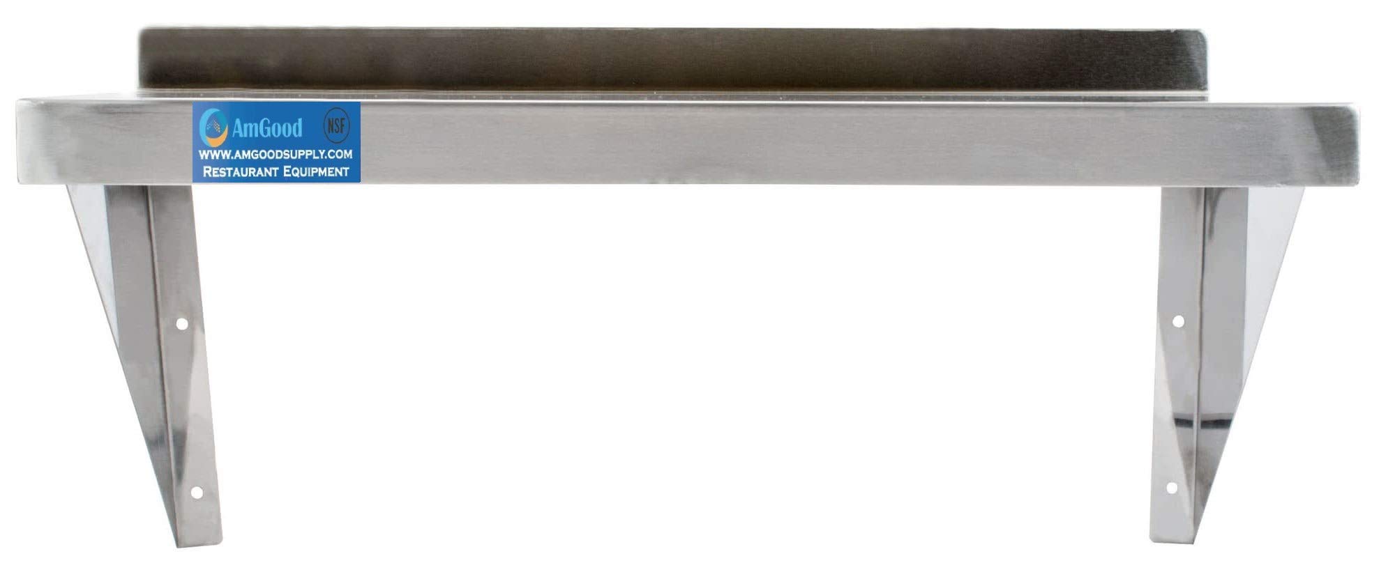 AmGood 18" Width x 24" Length | Stainless Steel Wall Shelf | Square Edge | Metal Shelving | Heavy Duty | Commercial Grade | Wall Mount | NSF Certified