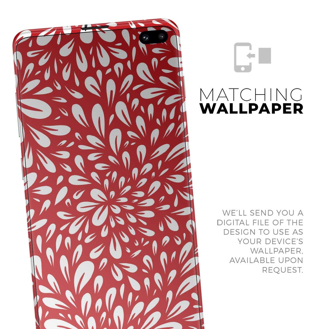 DesignSkinz Red Vector Floral Sprout Protective Vinyl Decal Wrap Skin Cover Compatible with The Samsung Galaxy S20 (Screen Trim & Back Glass Skin)