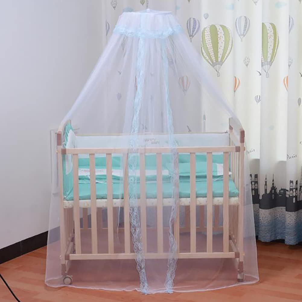 ROPALIA Universal Crib Floor Mosquito Net, Palace Dome Mosquito Net Foldable Mosquito Cover with Lace for Kids