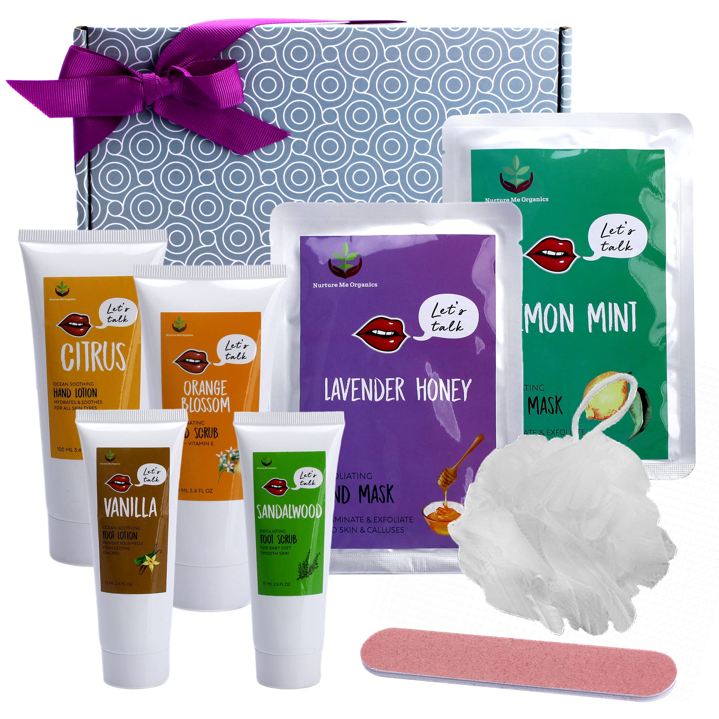 Mother's Day Gift Box Skincare Spa Set. Luxury Spa Gift Set with Hand Mask & Foot Peeling Mask for Working Hands Lotion Gift Set for Hardworking Women & Men! Moisturizing Healing Skincare Kit.