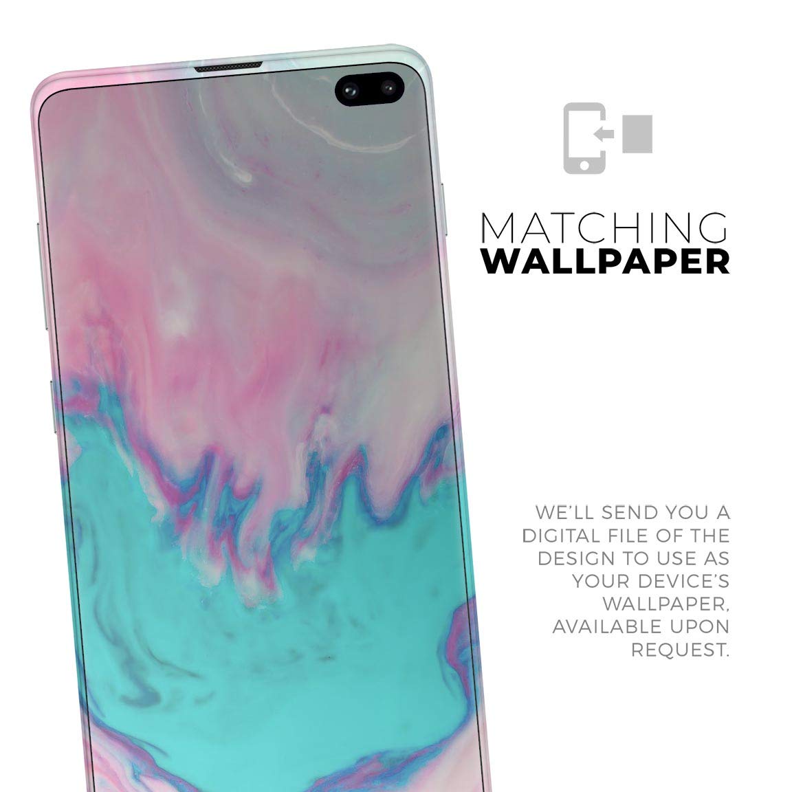 DesignSkinz Marbleized Pink and Blue Paradise V432 Protective Vinyl Decal Wrap Skin Cover Compatible with The Samsung Galaxy S20 (Screen Trim & Back Glass Skin)
