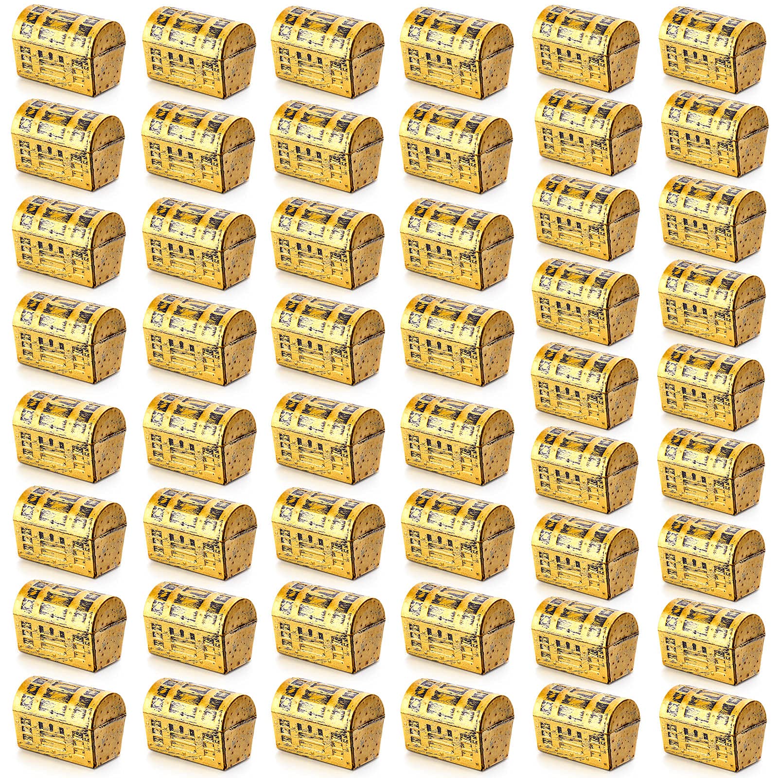 50 Pieces Mini Pirate Treasure Chest Gold Plastic Chests Vintage Pirate Jewelry Storage Box for Pirate Play Set Pretend Play Birthday Halloween Christmas Party Favors