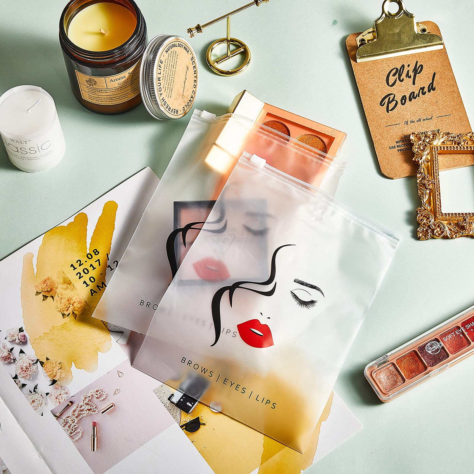 Shappy 50 Pieces Eyebrow Microblading Aftercare Bags Empty Eyelash Bag Lash Aftercare Bags Lipstick Travel Pouch Mini Cosmetic Bags for Eyelash Lipstick Makeup Tools (6 x 8 Inch)