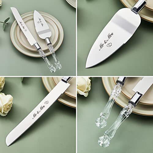 ALICEPUB Wedding Cake Knife And Server Set, Cake Cutting Set for Wedding Stainless Steel Cake Pie Serving Set Personalized Gifts for Birthday, Parties, Events