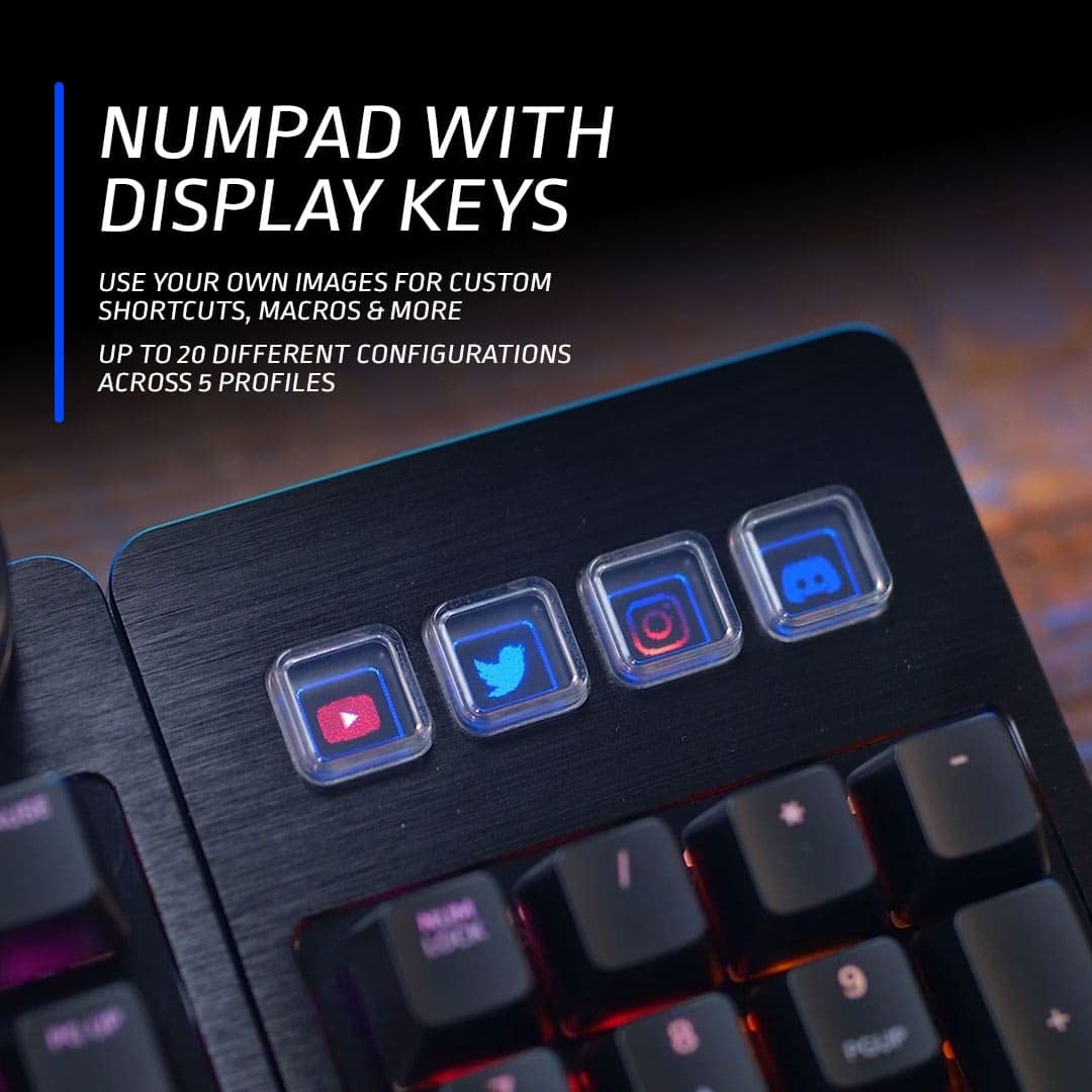 Mountain Everest Max Mechanical RGB Gaming Keyboard - Modular - Integrated Display Keys - Hot-Swappable Switches - OBS Controls Integration (Gunmetal Gray, Silent Red - Linear & Quiet)