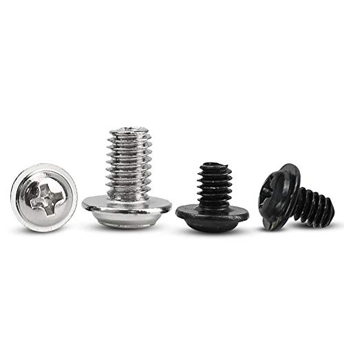 Black Silvery Metric Thread PC for Computer Case Hard Drive Floppy DVD ROM Motherboard Screw Cross Truss Head Bolt M3 - (Size: Silvery/ M3X6mm (50pcs)) SCRW-109297