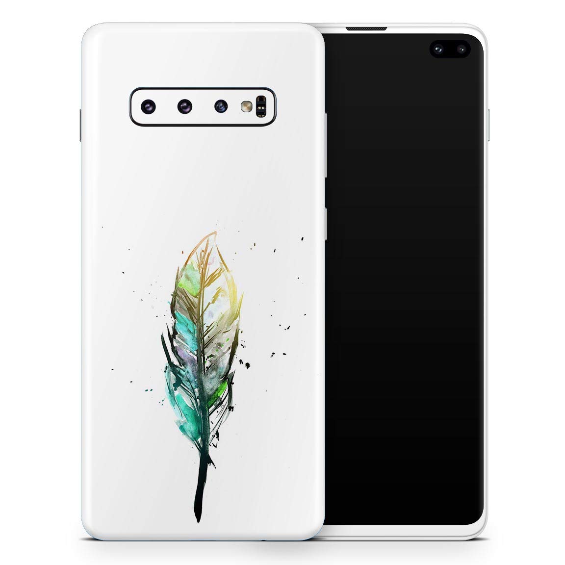 DesignSkinz Splatter Watercolor Feather Protective Vinyl Decal Wrap Skin Cover Compatible with The Samsung Galaxy S20 (Screen Trim & Back Glass Skin)