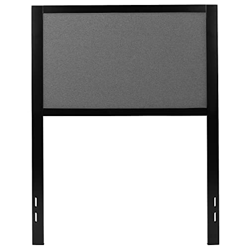 Flash Furniture Melbourne Metal Upholstered Twin Size Headboard in Dark Gray Fabric