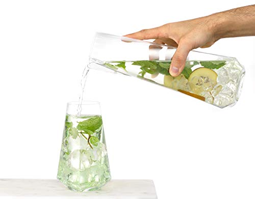 JoyJolt Infiniti Water Pitcher β 43Oz Deluxe Glass Pitcher β Premium Quality Crystal Lemonade Pitcher β Elegant Classic Design β Perfect Sangria Pitcher, Serving Iced Tea, Fruit Infusion, Juice