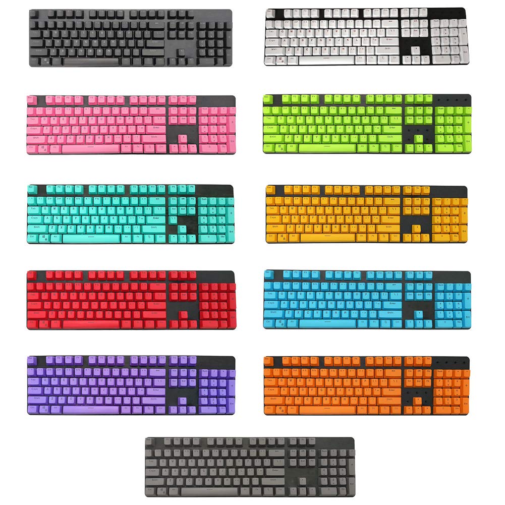 Trusway Gaming Mechanical Keyboard 104Pcs/Set PBT Universal Anti-Ghosting Backlit Key Keycaps for PC MacBook Laptop and More Update Version White