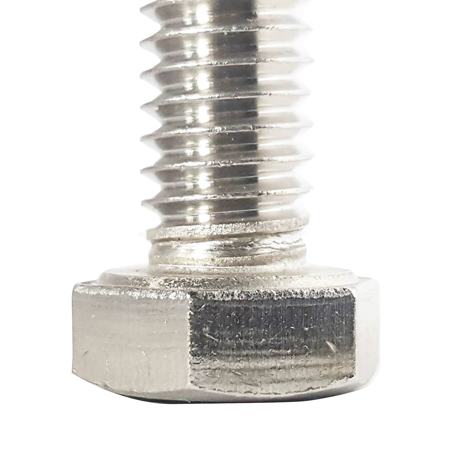 3/8-16 x 1/2" Hex Head Cap Screw Bolts, External Hex Drive, Stainless Steel 18-8, Full Thread, Bright Finish, Flat Point, Quantity 10 by Fastenere