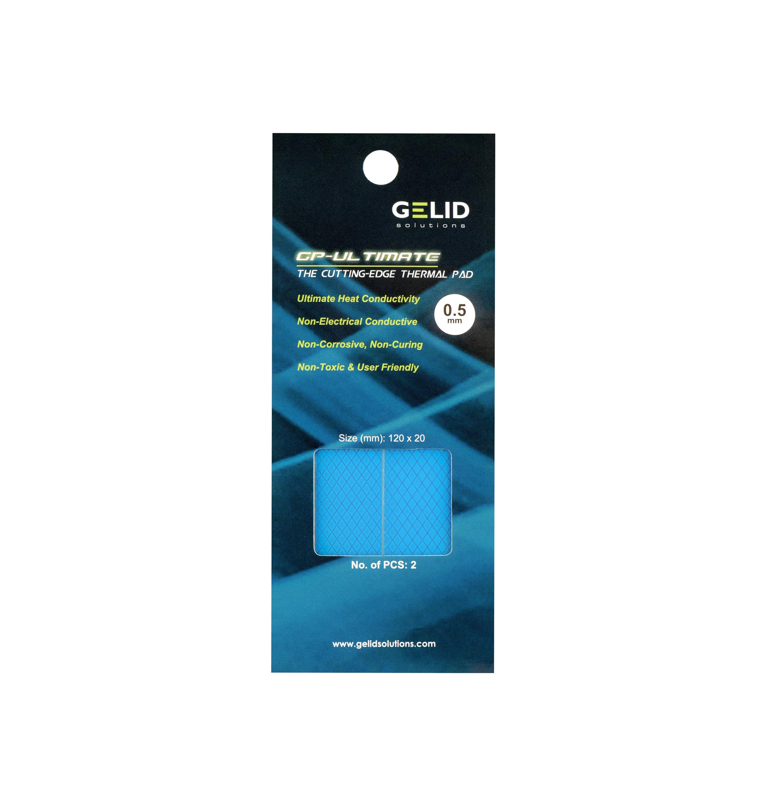 Gelid Solutions GP-Ultimate 15W-Thermal Pad 120x20x 0.5mm (2pcs). Excellent Heat Conduction, Ideal Gap Filler. Easy Installation